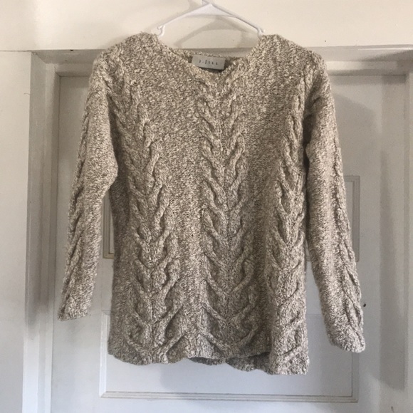 J. Jill | Sweaters | Jjill Cotton Wool Blend Beige Cable Knit 34 Sleeve ...